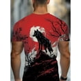 3D printed Wolf Moon design men's T-shirt | Red and black, short sleeve ...