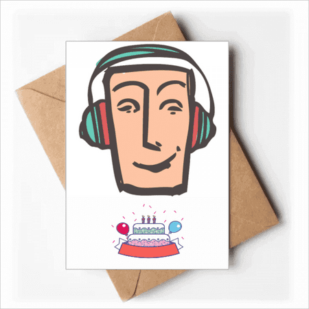 Headset Face Sketch Enjoy Happy Birthday Greeting Cards Envelopes Blank ...