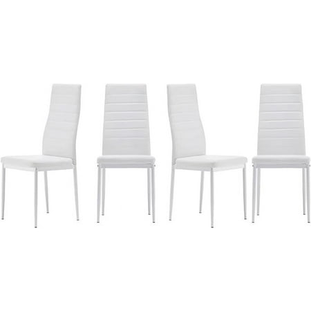 Set of 4 Modern White Dining Room Chairs - Perfect for Small Spaces ...
