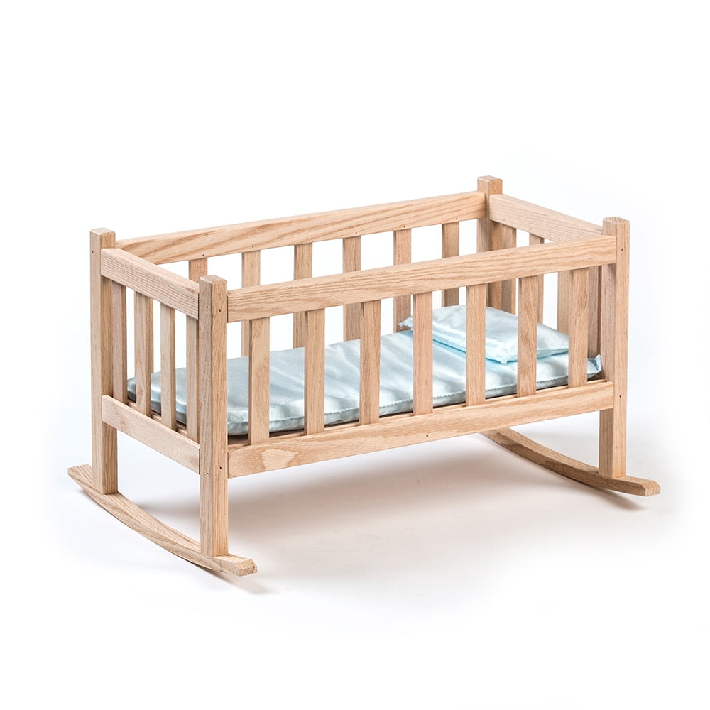 Eli & Mattie Amish Made Oak Child Doll Rocking Cradle Toy 22 inch ...