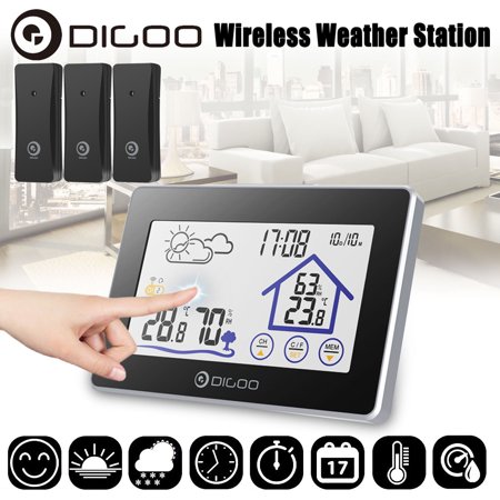 18'' LCD Weather Station Wireless Barometer Thermometer Outdoor Sensor ...