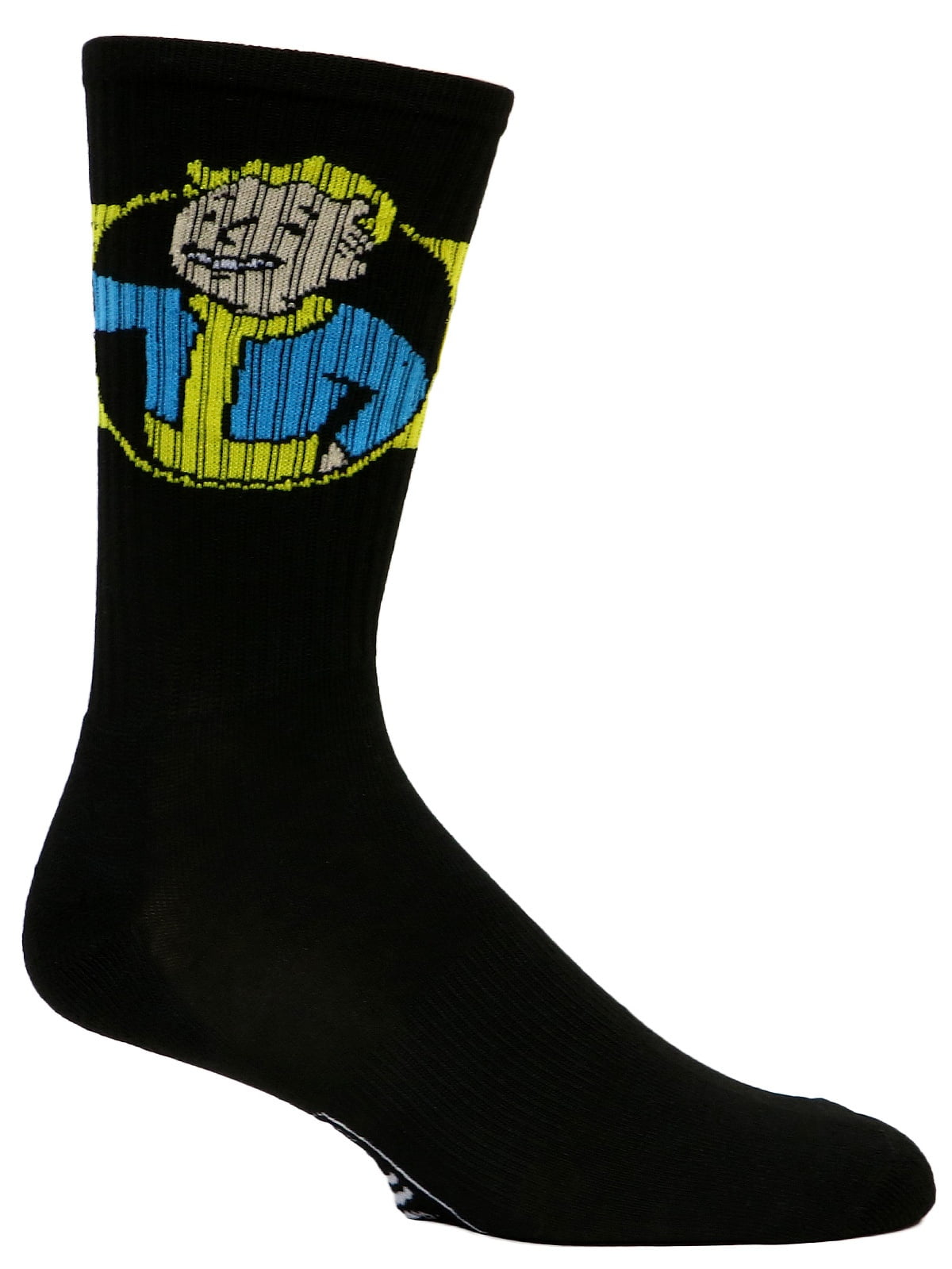 fallout vaultboy mens' crew socks 1 pair black (10-13 sock, 6-12 shoe ...