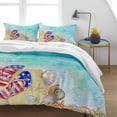 Blue Ocean Coastal Slippers USA Flag Queen Size Bed Set,Ocean Starfish ...