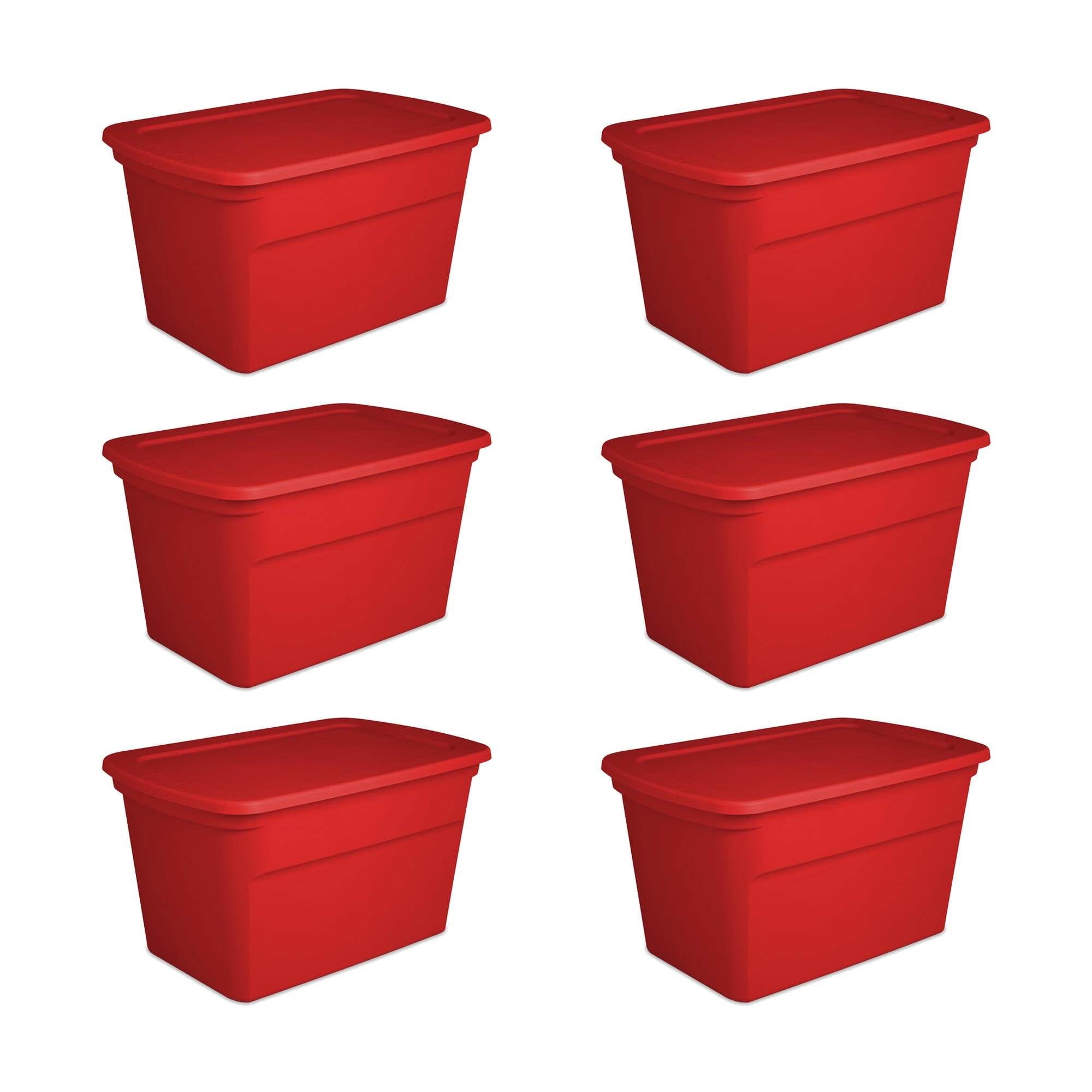 Sterilite 30 Gallon Durable Stacking Seasonal Storage Tote, Red (6 Pack ...