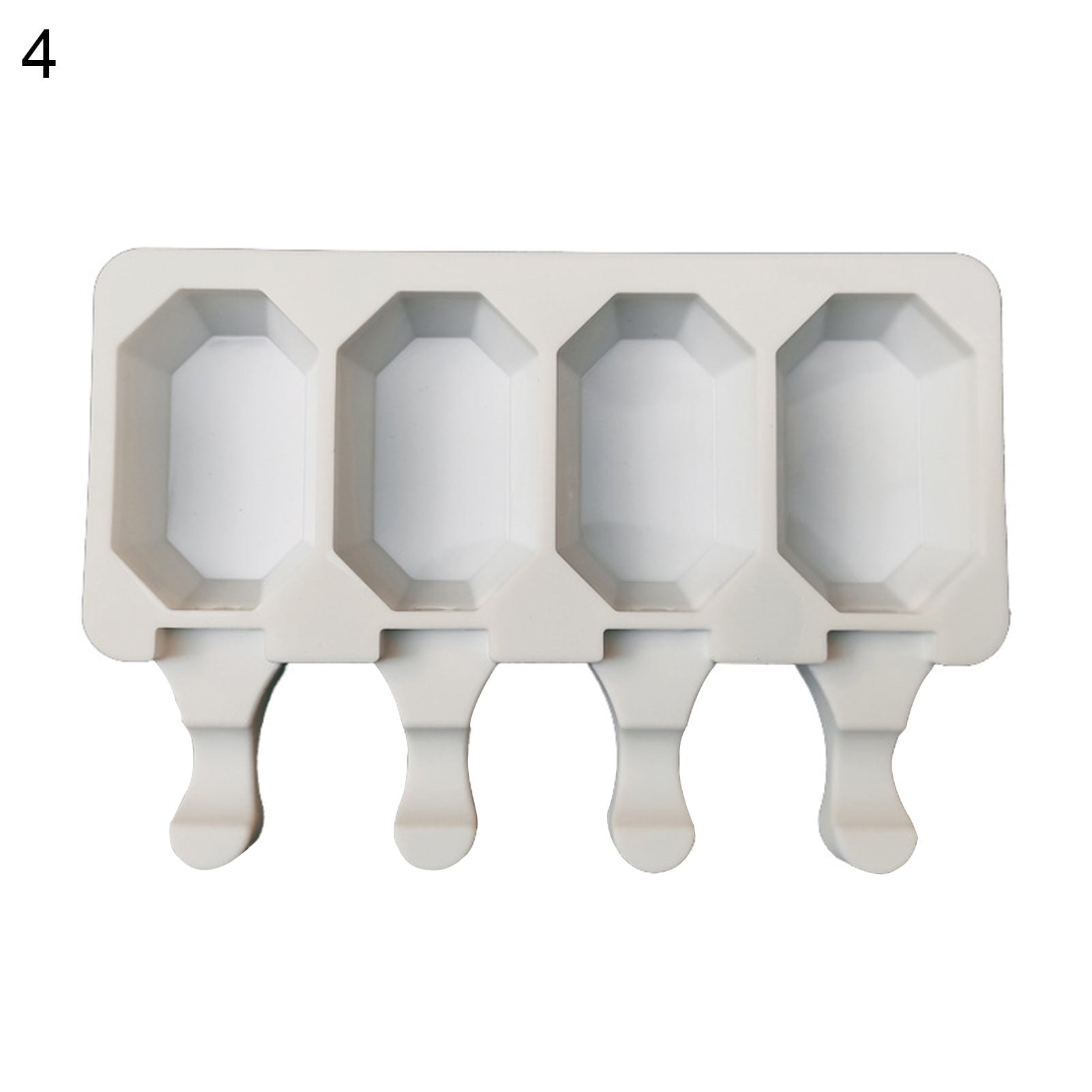 Popsicle Molds, Ice Pop Molds Silicone 4 Cavities Ice Cream Mold Oval ...