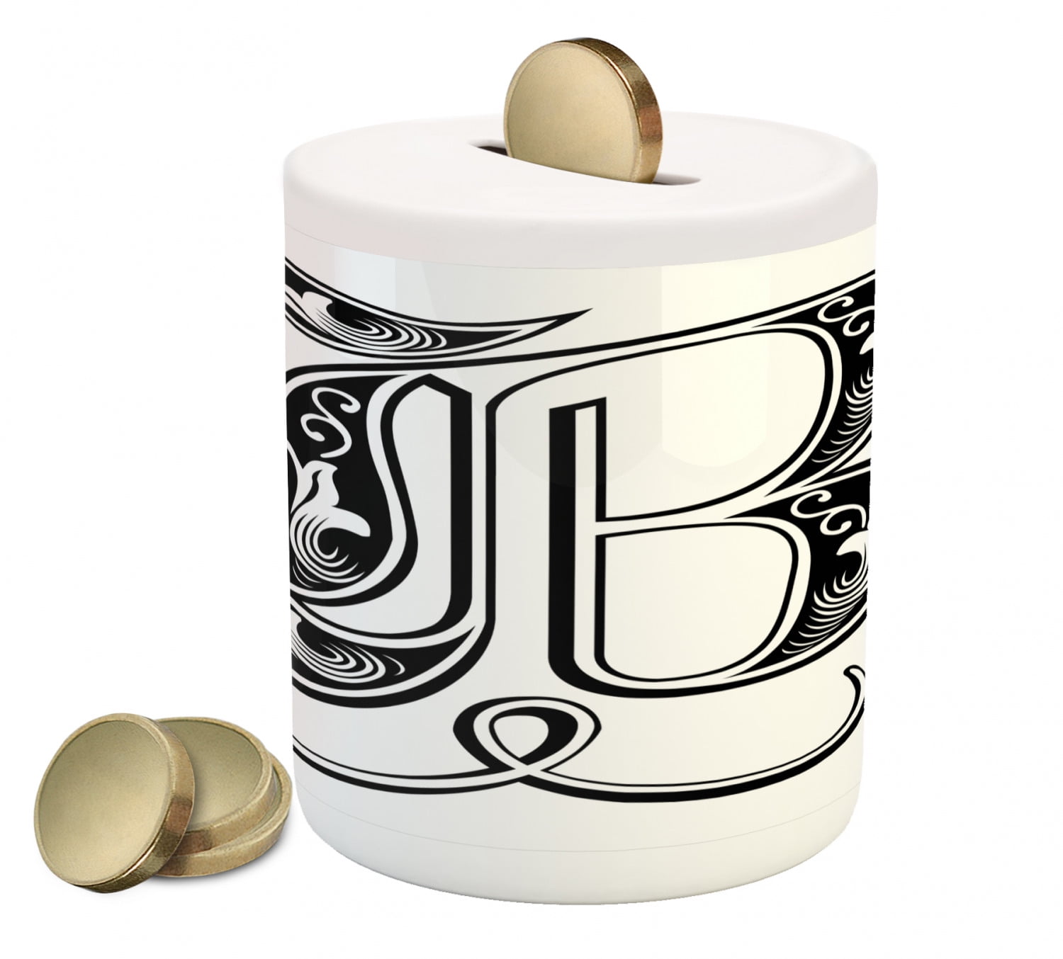 Letter B Piggy Bank, Classical Designed Font with Ornamental Details ...
