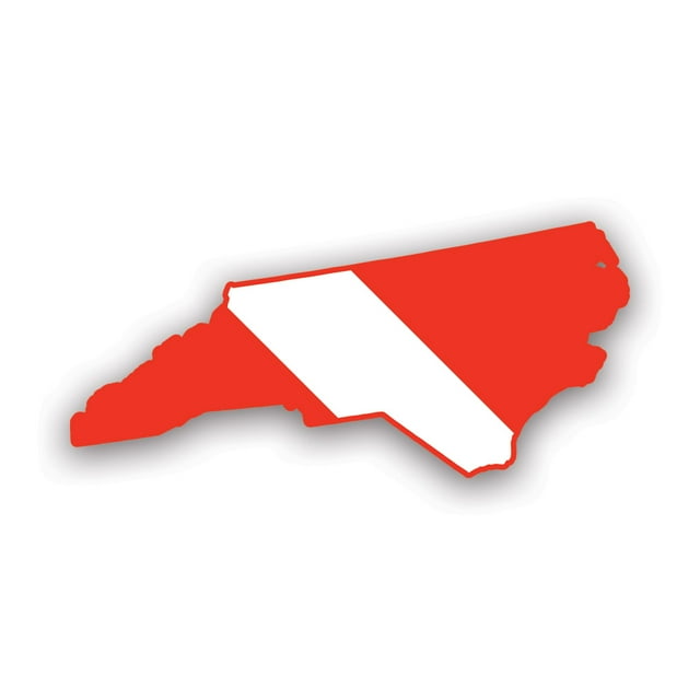 North Carolina State Shaped Diver Down Flag Sticker Decal - Self Adhesive Vinyl - Weatherproof ...