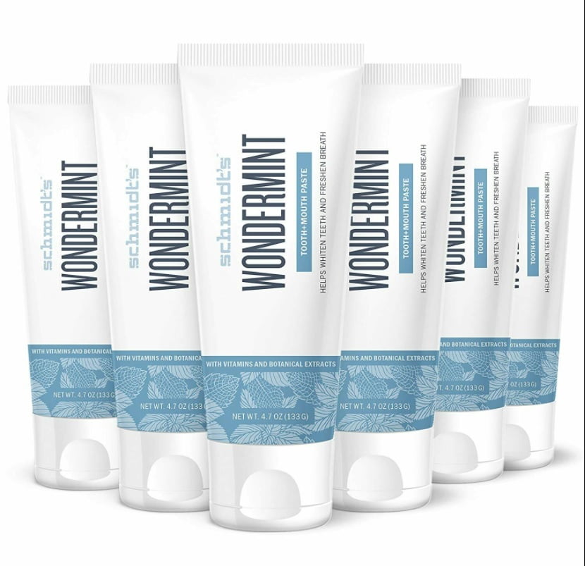 Schmidt's toothpaste For Clean Teeth, Wondermint, Fluoride Free 4.7 oz ...