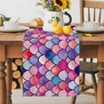 Colorful Fish Scale Table Runner, Summer Beach Coastal Cotton Linen ...