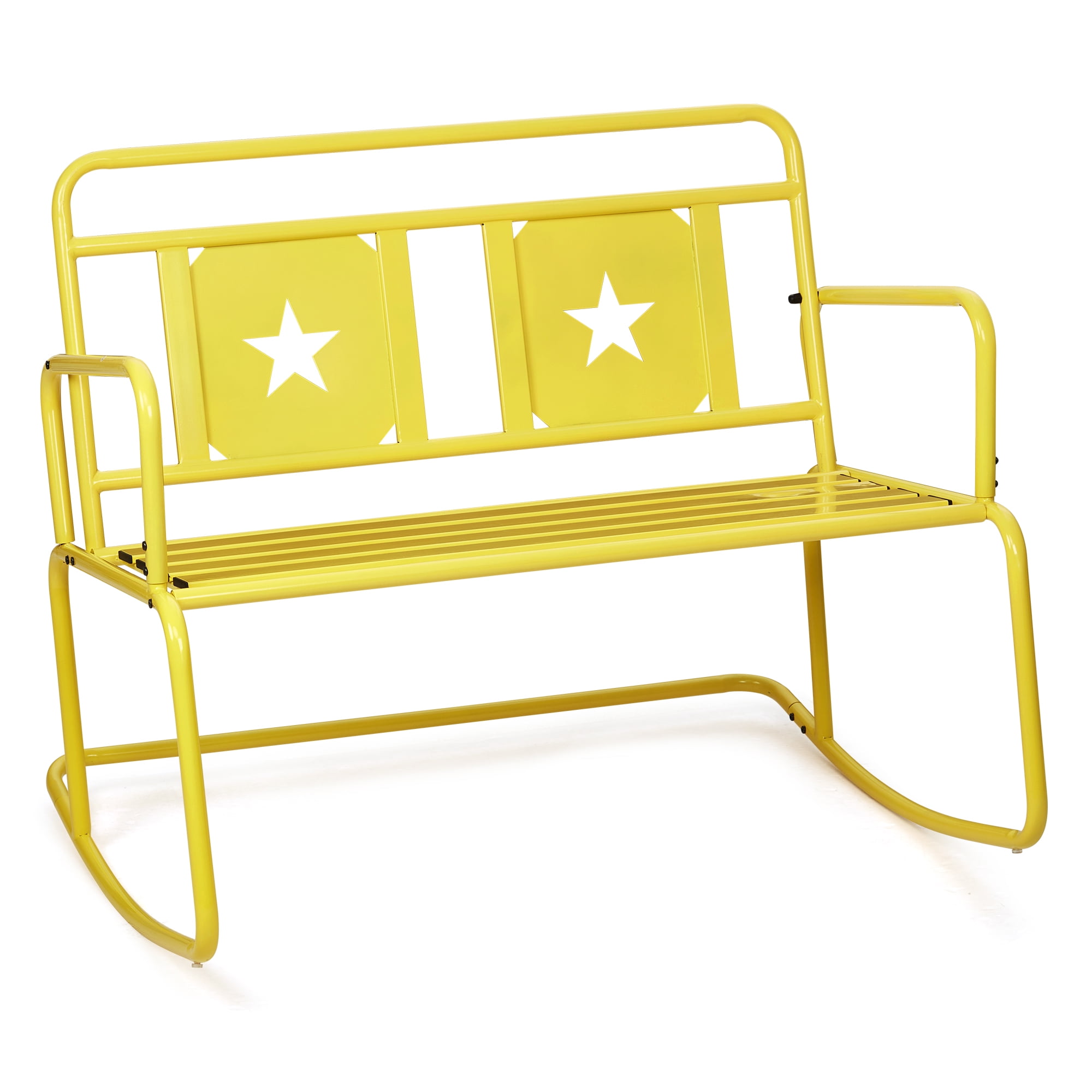 KTENME Outdoor Patio Rocking Chair, 2-Person Iron Rocking Chair with ...