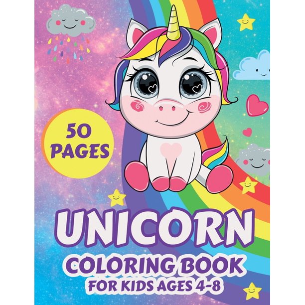 Unicorn Coloring Book for Kids Ages 4-8 : Cute Magical Rainbow Unicorn ...