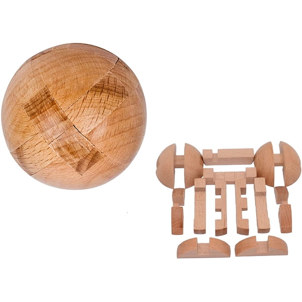 Handmade Wooden Puzzle Magic Ball Brain Teasers Toy Intelligence Game ...