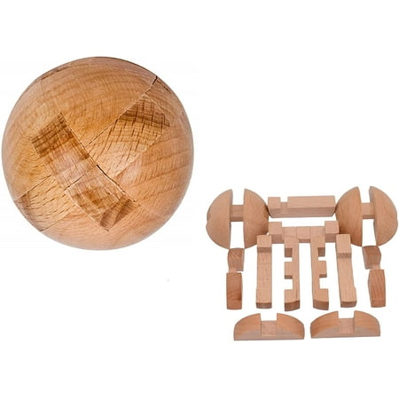 Handmade Wooden Puzzle Magic Ball Brain Teasers Toy Intelligence Game ...