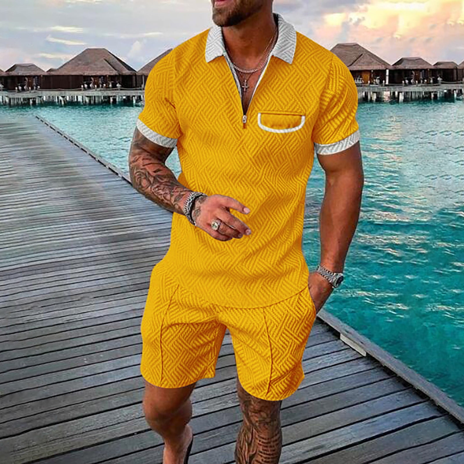 Vedolay Workout Short Set Mens Summer Short Sleeve T Shirts Shorts