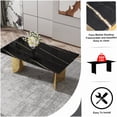 Gold Leg Dining Table Set, 8-Seater with Marble Glass Top and Gray ...
