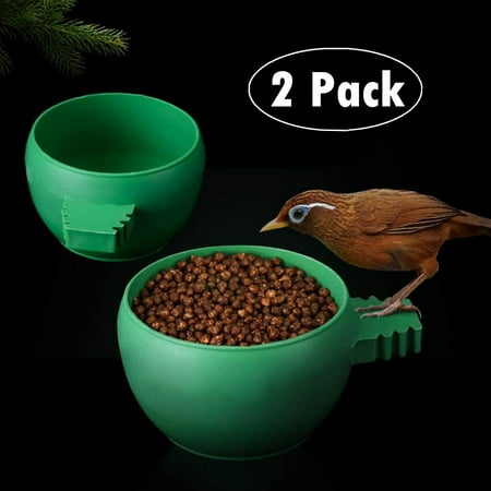 P5HAO 2 Pack Birdcage Parrot Food Cups，Parrot Hanging Feeder Dish Food ...