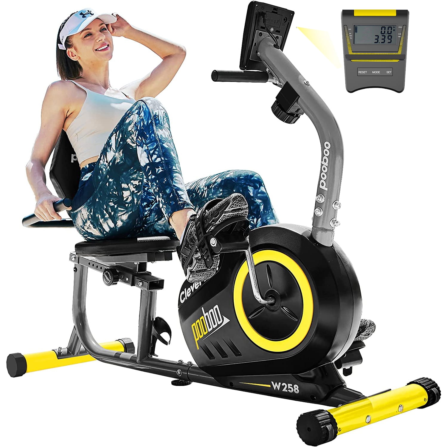 Pooboo Recumbent Exercise Bikes Sit Down Stationary Bicycle Magnetic ...