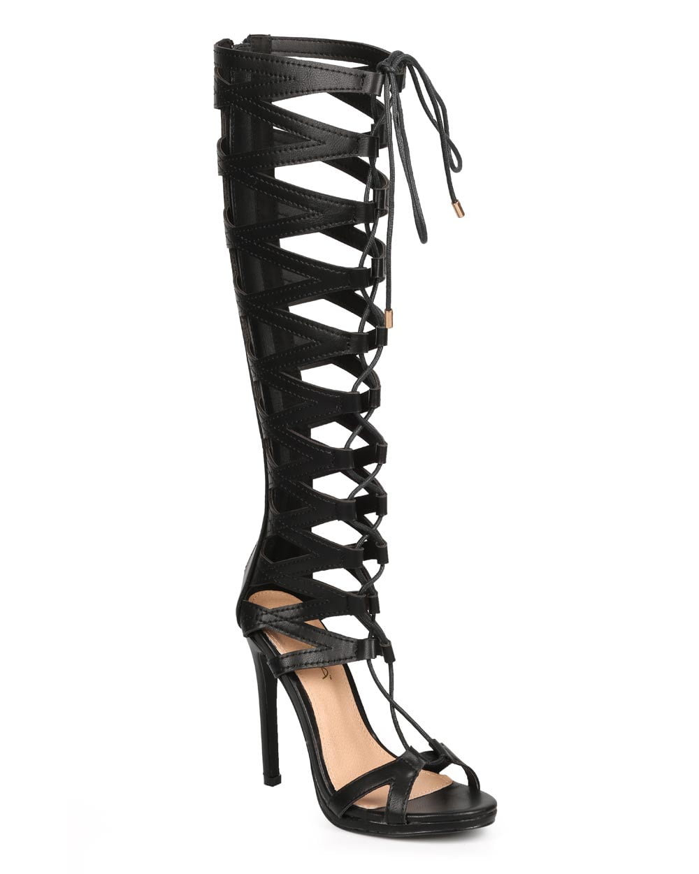 New Women Liliana Jesse-123 Leatherette Criss Cross Knee High Gladiator ...