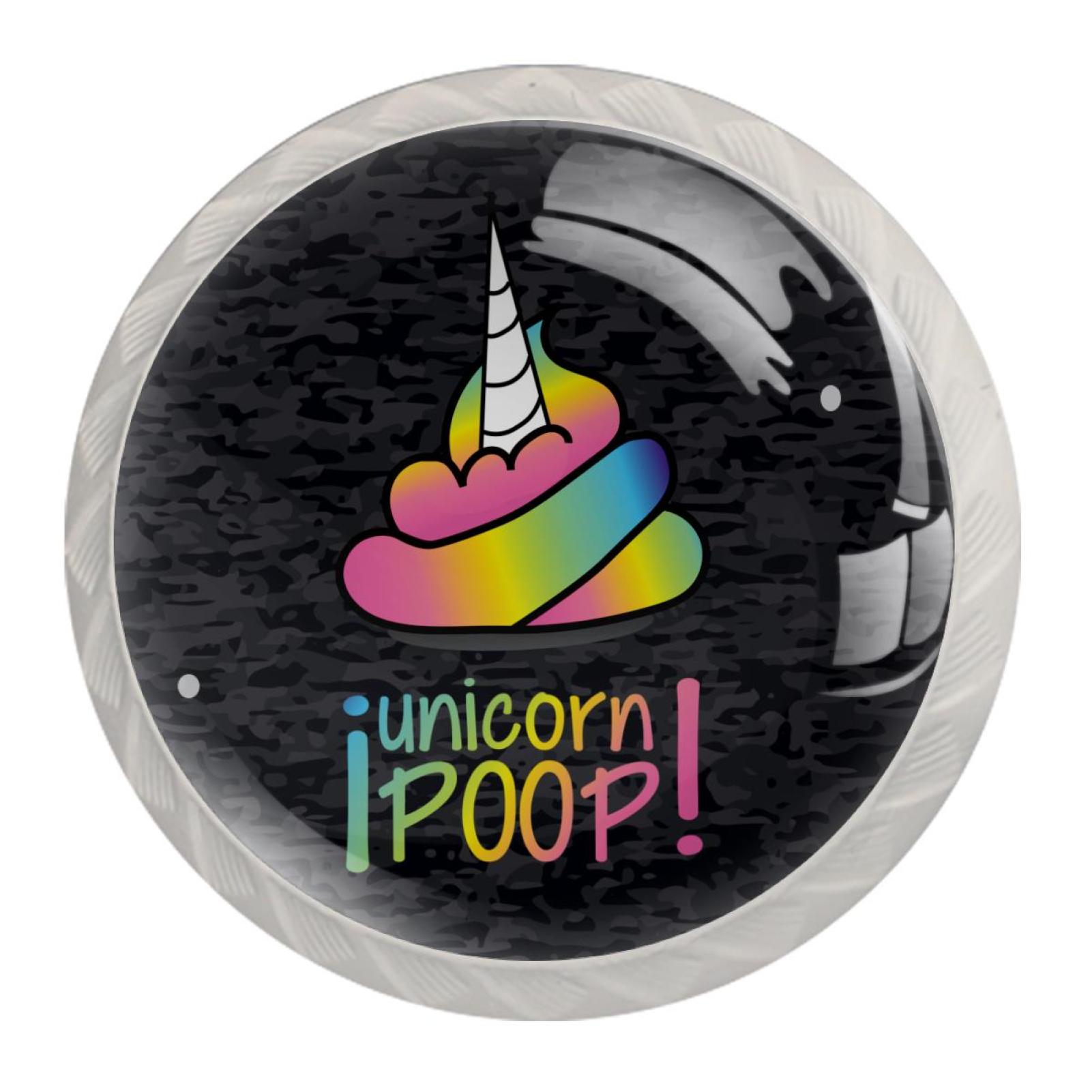 Ownta Unicorn Poop Funny Round Glass Drawer Handles Knobs Pulls with ...