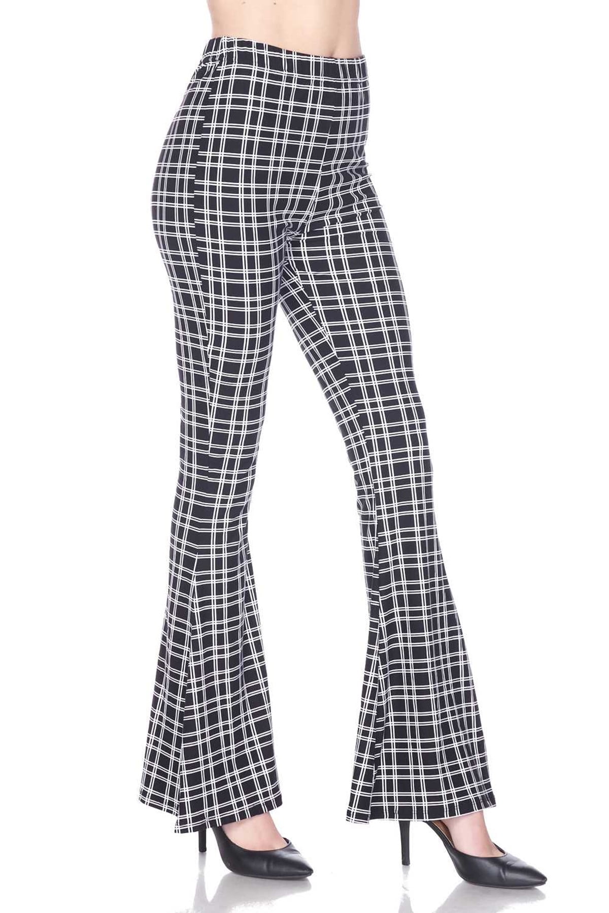 Plaid Bell Bottom Leggings Black & White for All Seasons Summer Fall ...