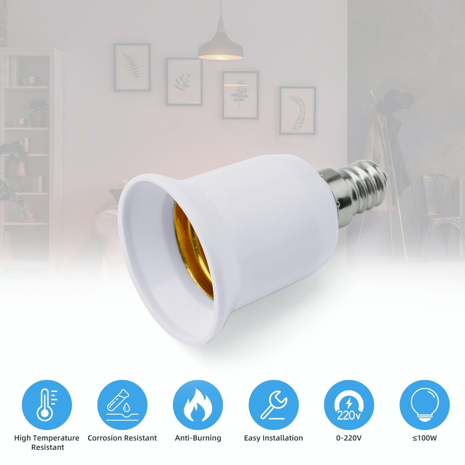Htwon Light Bulb Socket Adapter E12 to E26 E27 Chandelier Converter ...