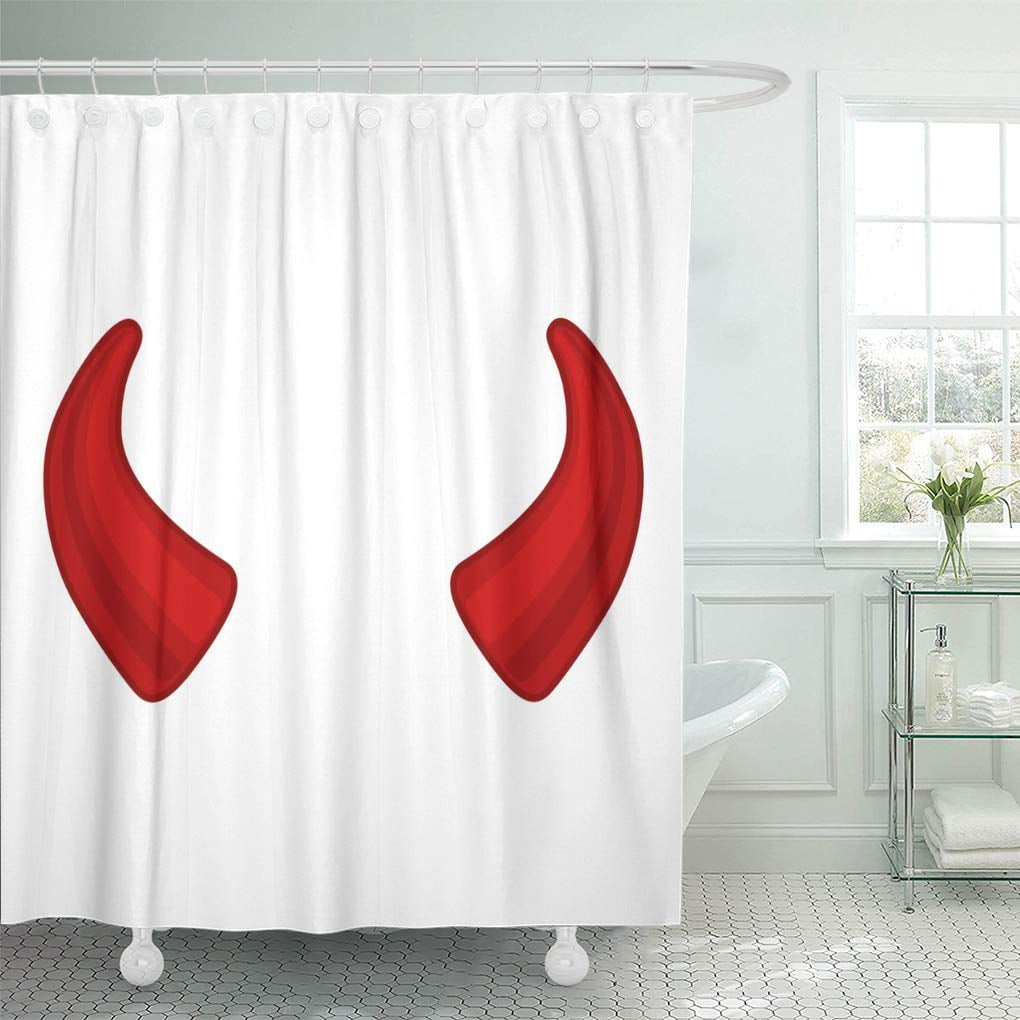 CYNLON Costume Red Devil Horns Demon Evil Halloween Hell Party Bathroom ...