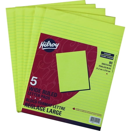 Hilroy Letter Tablet, Wide Ruled, 8-3/8 X 10-7/8 Inches, 80 Sheets ...