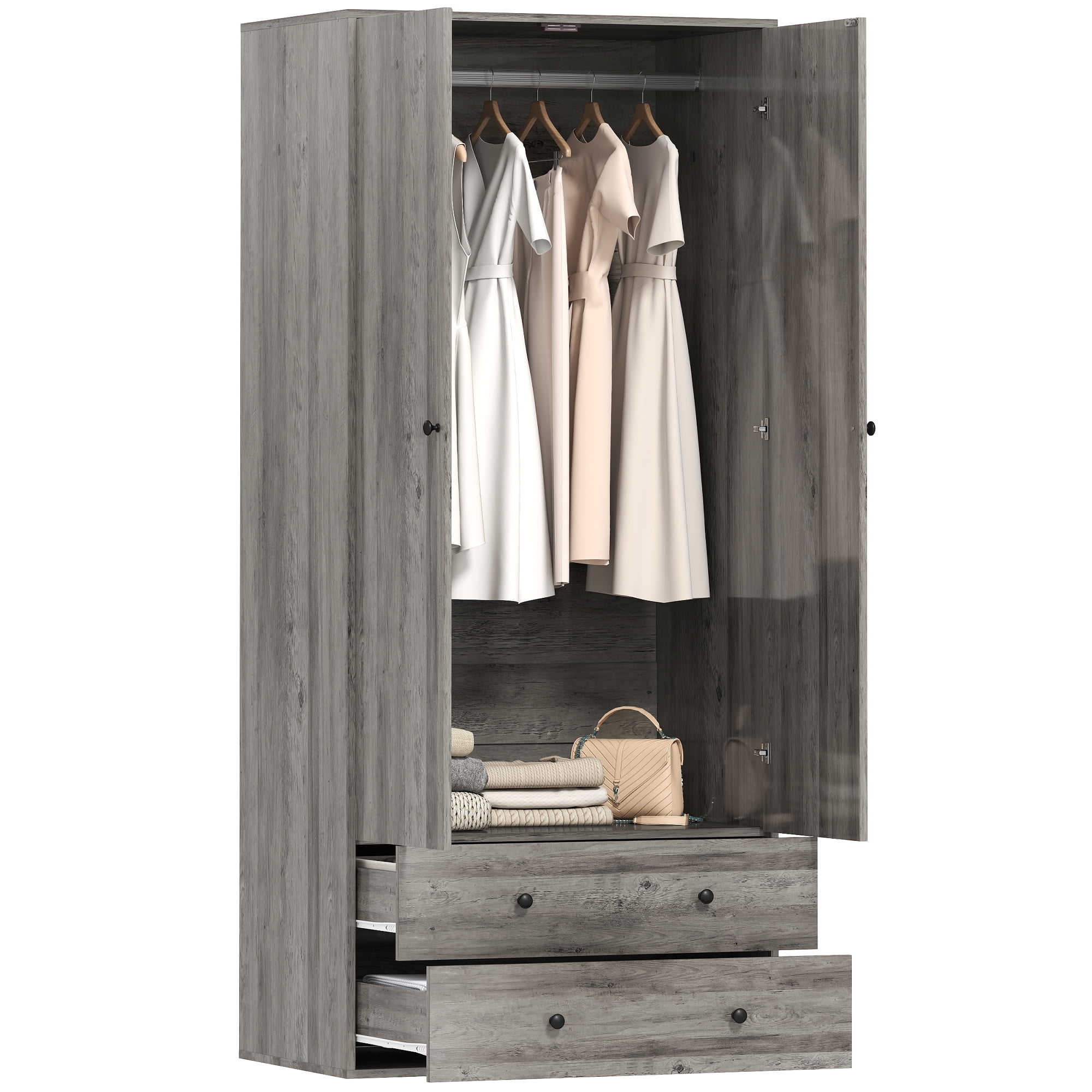Click here for Homcom Wardrobe Closet  Armoire With Drawers And H... prices