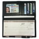 Black RFID Leather Checkbook Cover With Credit Card Slots and Pen ...