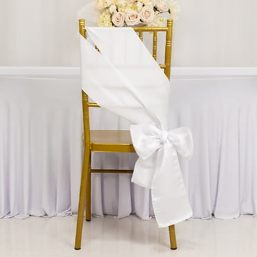 BalsaCircle 5 White Satin Chair Sashes Blue Floral Design Party Events ...