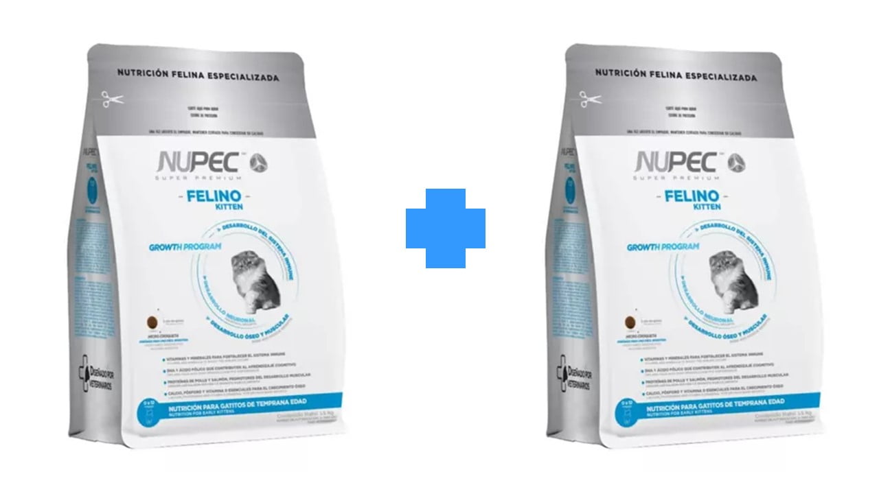 Paquete croqueta para gato con 2 Nupec felino kitten 3 kg Nupec ...