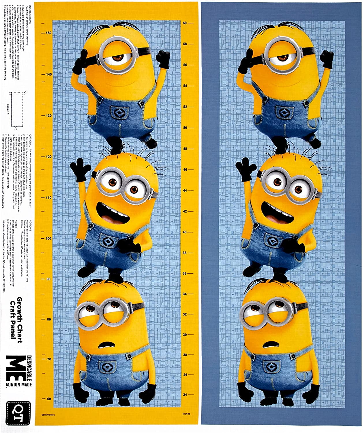 Fabric & Fabric Millions Minion Growth Chart 35.5in Panel Multi Fabric ...