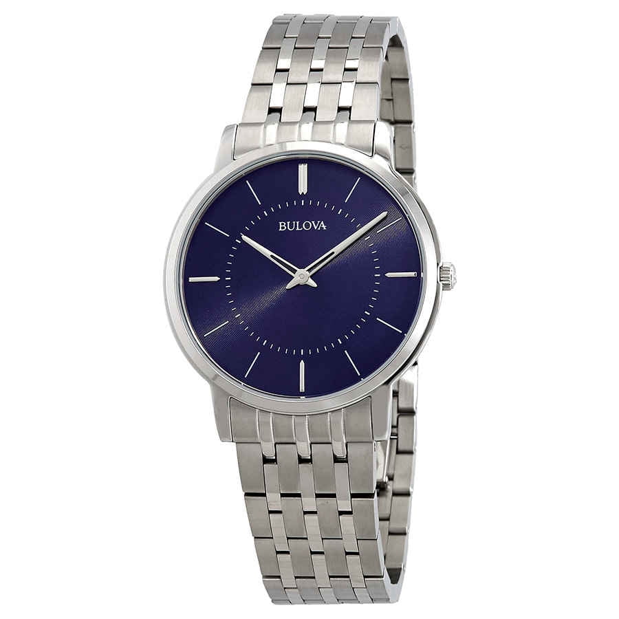 Bulova - Bulova Classic Blue Dial Stainless Steel Men's Watch 96A188 ...