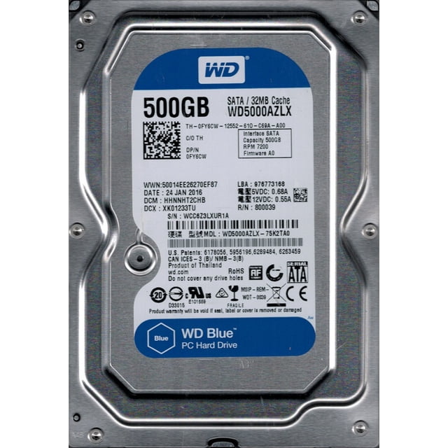 WD5000AZLX-75K2TA0 DCM: HHNNHT2CHB WCC6Z Western Digital 500GB ...