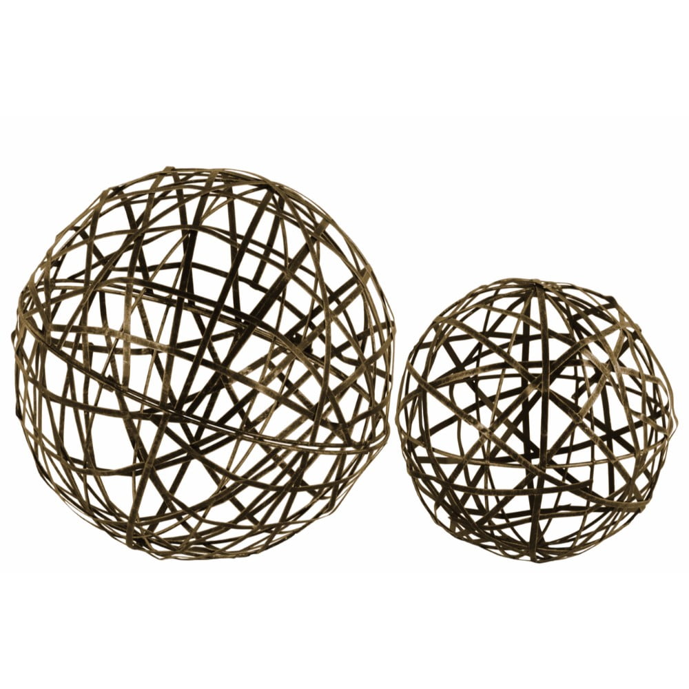 Metal Nesting Mesh Ball Decor Set of Two - Gold - Walmart.com