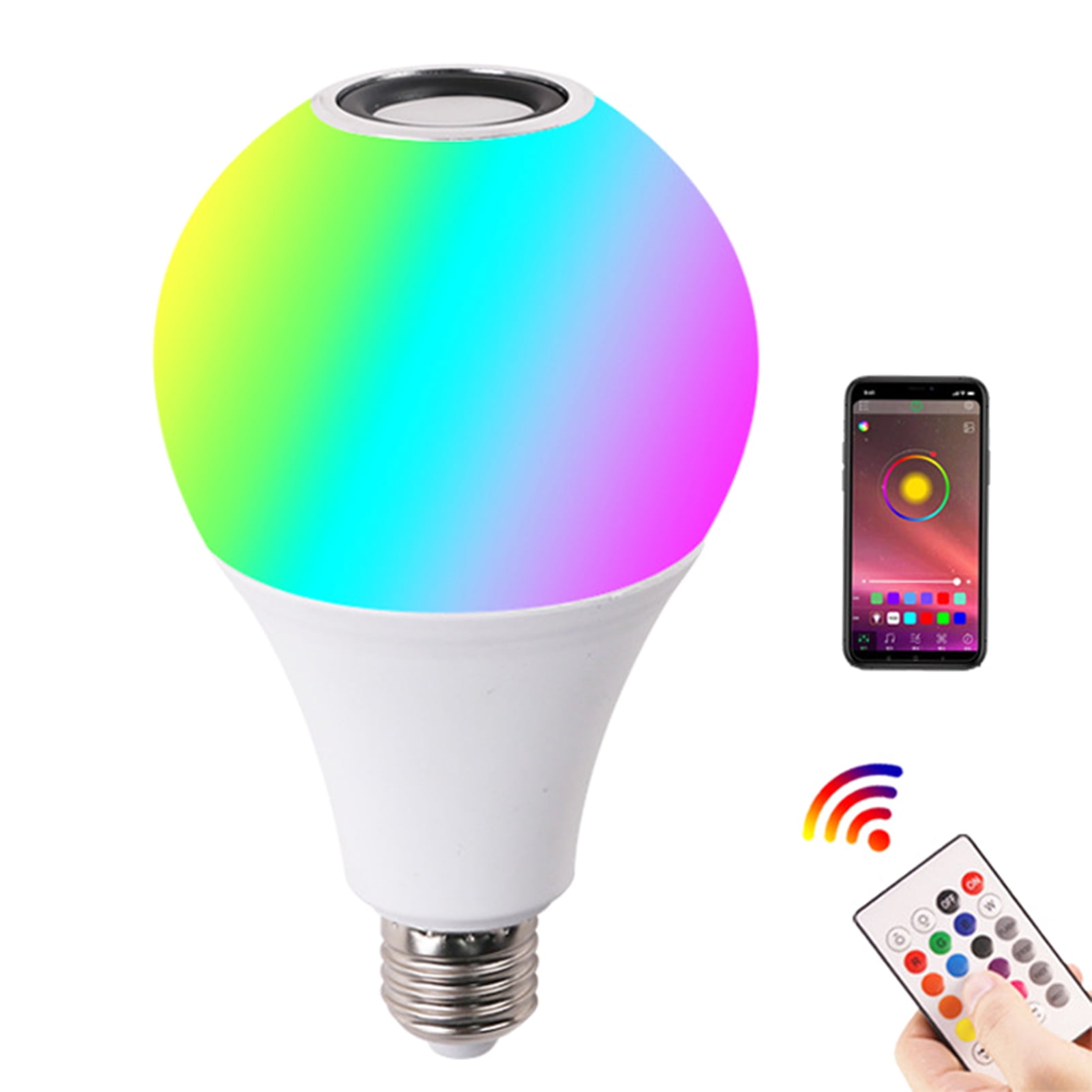 Foco LED inteligente E27 con Bluetooth, control por app y mando, 12W ...