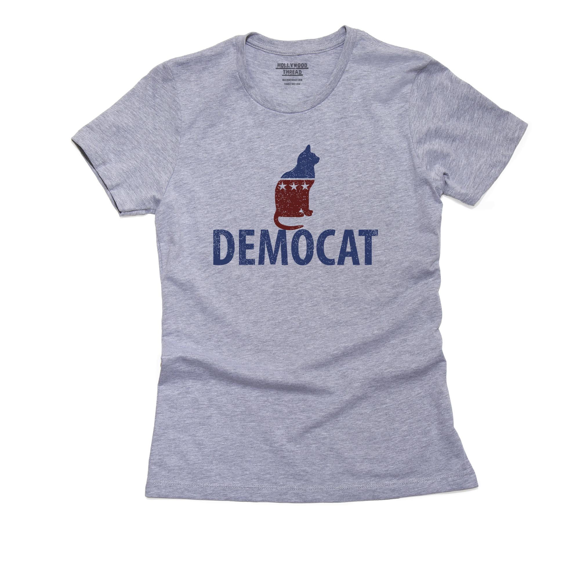 Democat - Democrat Cat with Democratic Flag Women's Cotton Grey T-Shirt ...