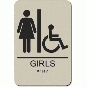 GIRLS Restroom Sign - Styrene-Black / White (3 Units) - Walmart.com