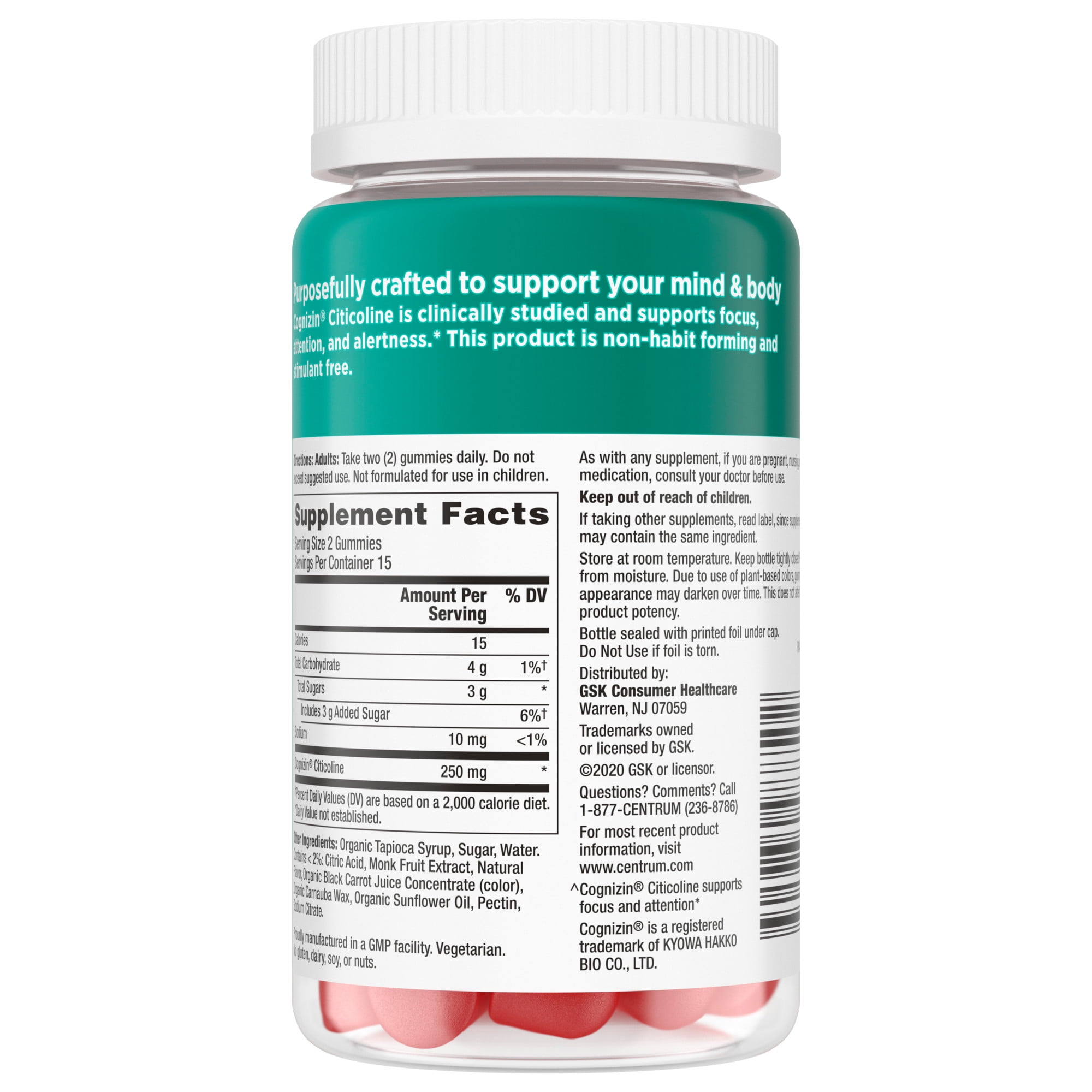 Buy Centrum Focus and Clarity Focus Supplement Gummies, 250 Mg Cognizin ...