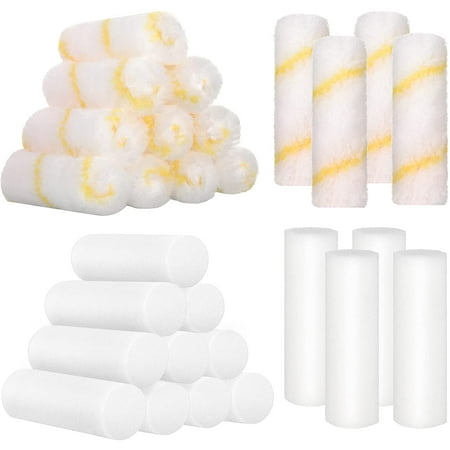 20 Pieces 4 Inch Foam Roller Refills Small Foam Paint Rollers Covers ...