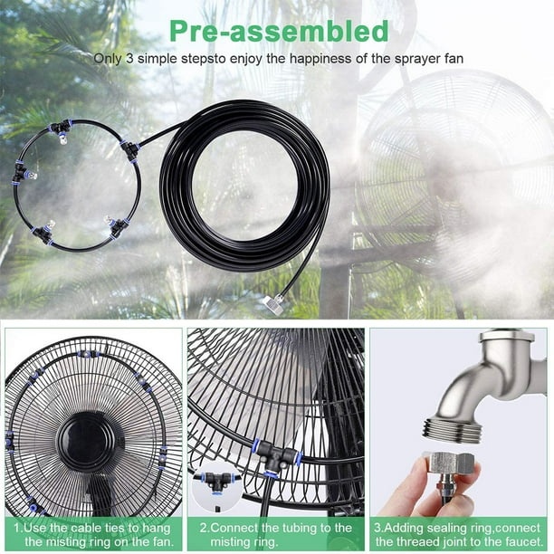 Fan Misting Kit Outdoor DIY Misting Fan Cooling Mister; System Water ...