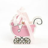 BalsaCircle 25 Pink Paper Stroller Favor Boxes Ribbon Baby Shower Candy ...