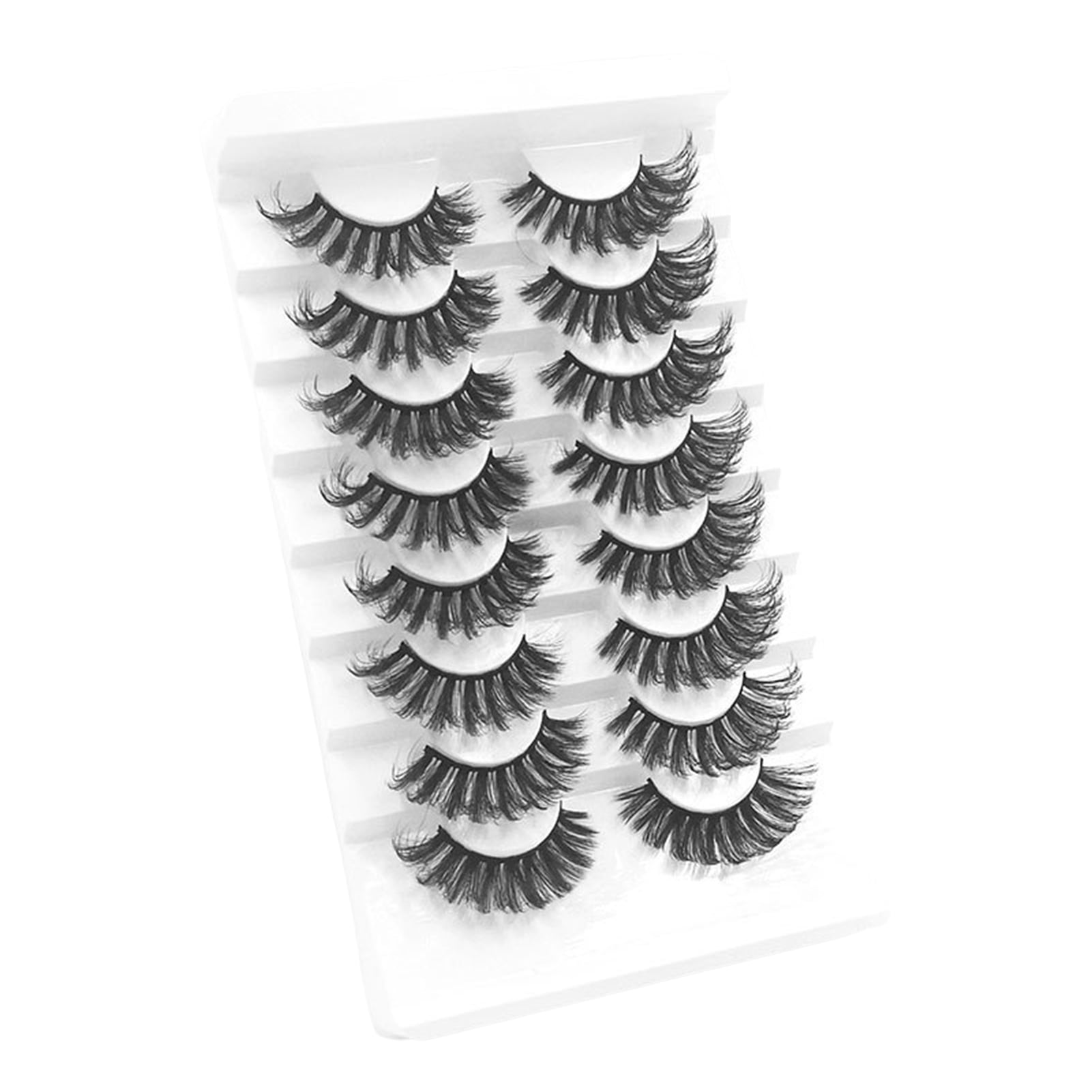 Kmxyo 8 Pairs False Eyelashes No Residue 3D Curly Effect Silky Surface ...