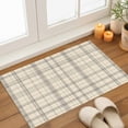 Beige Grid Gingham Door Mat 16x24 Inch Abstract Modern Minimalist Gray ...
