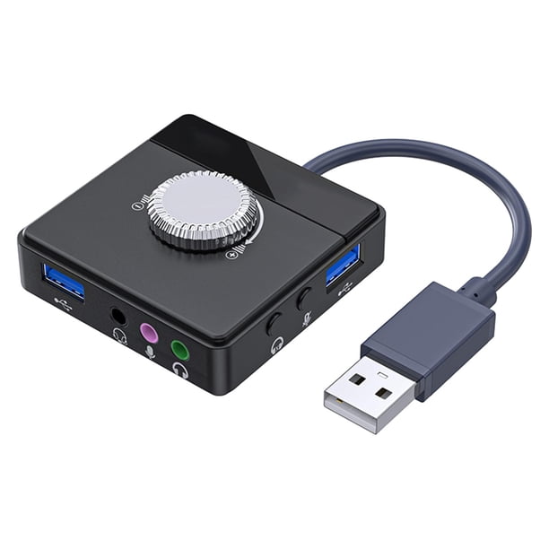 Portable USB External Sound Card 3 Ports Steady Analog Stereo Converts ...