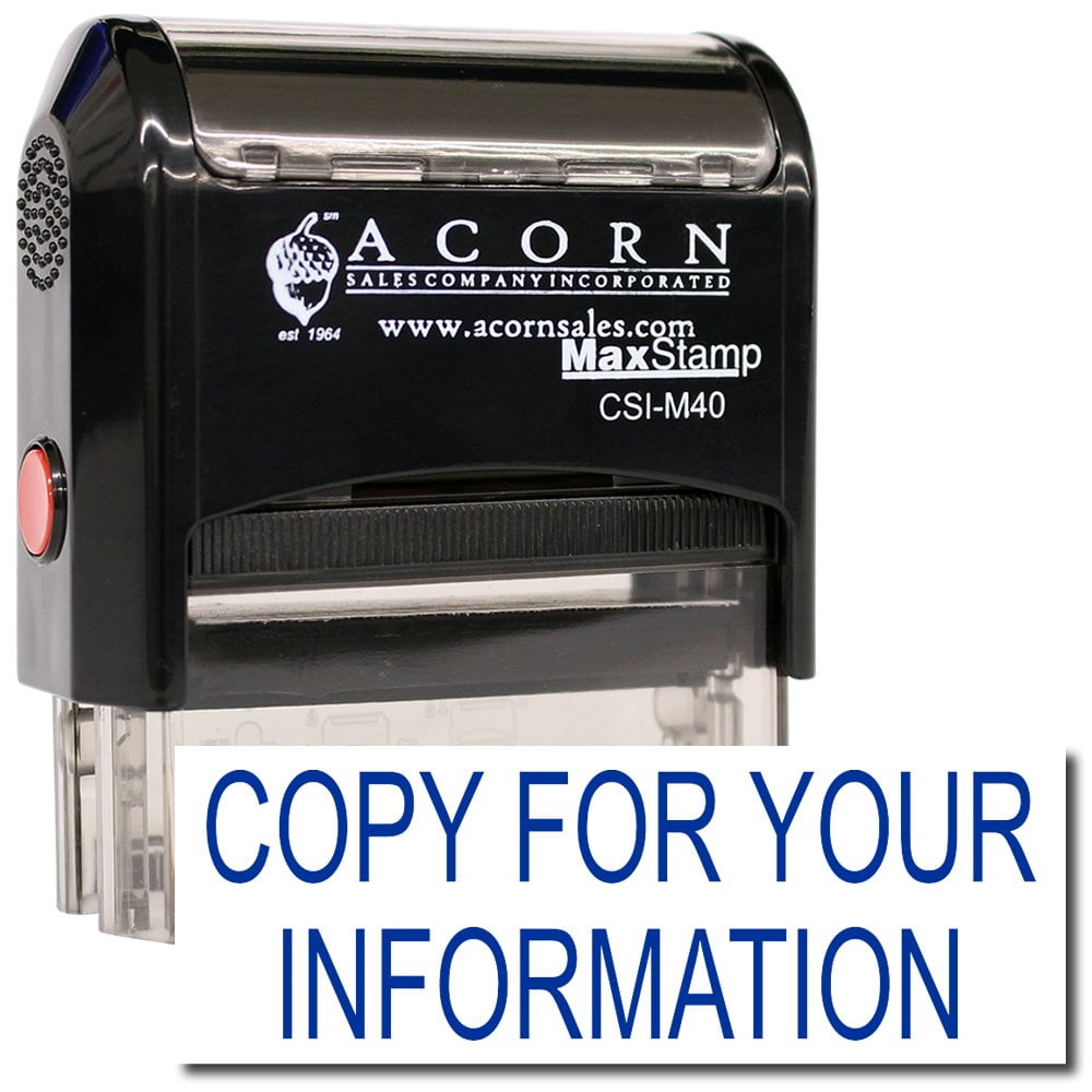 Large Self-Inking Copy For Your Information Stamp with Mint Green Ink ...