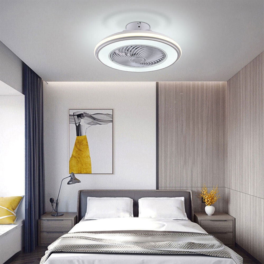Fichiouy 20" Invisible Ceiling Fan Light LED Bladeless Fan Lamp 3-Color ...