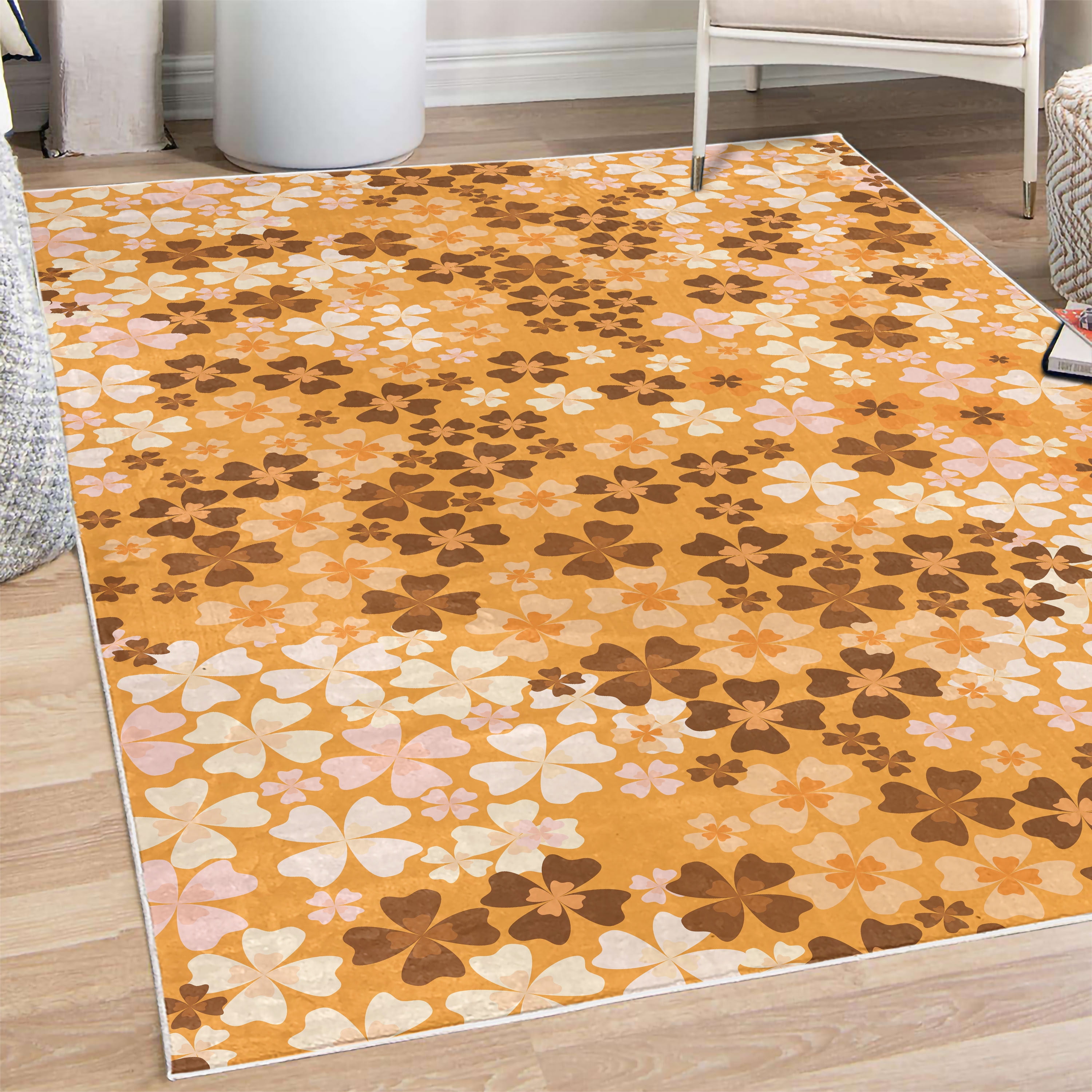 Flower Decorative Rug, Lilac Flowers Blossoms in Spring Romantic Meadow ...