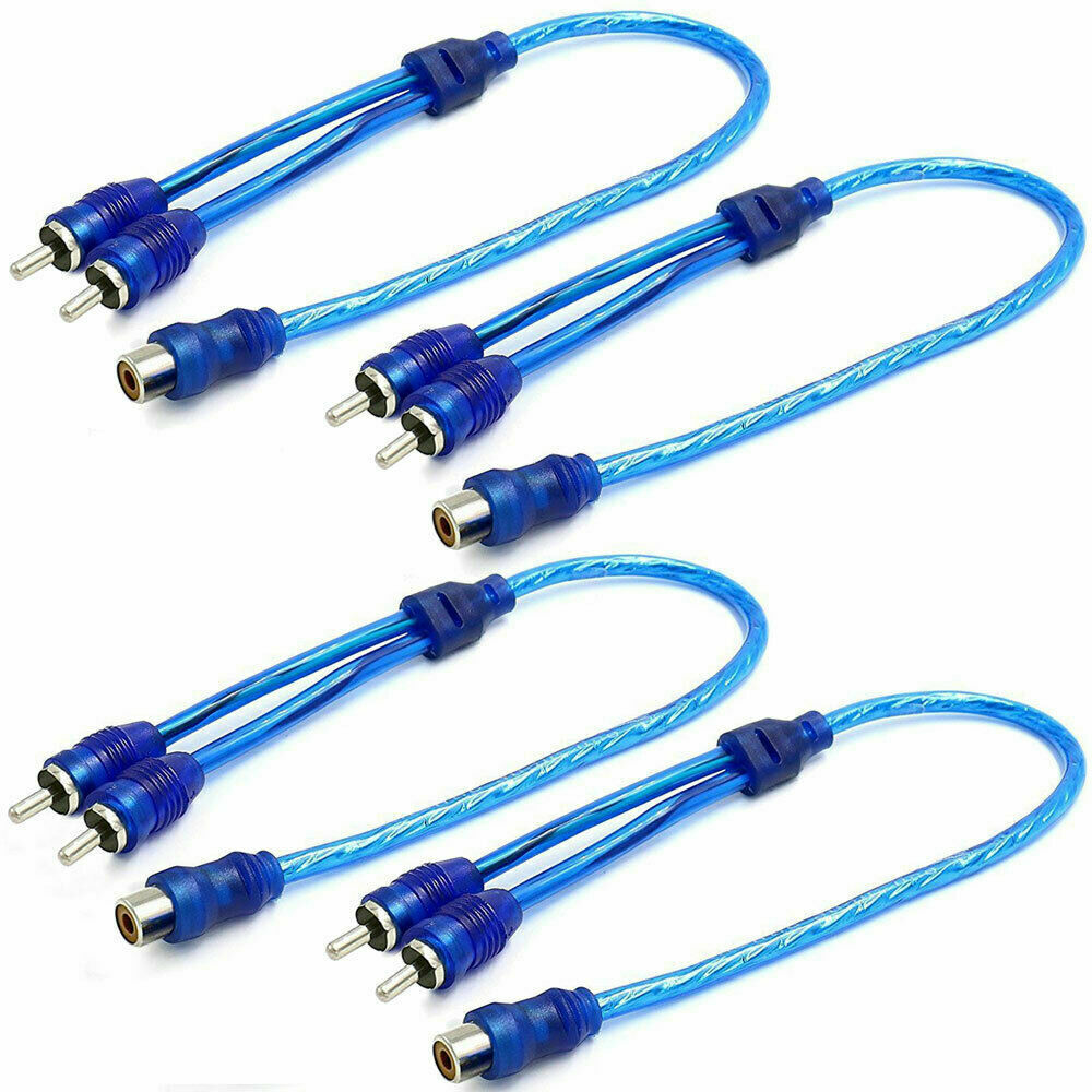 4 MK Audio RCA Audio Cable "Y" Adapter Splitter 1 Female to 2 Male Plug ...