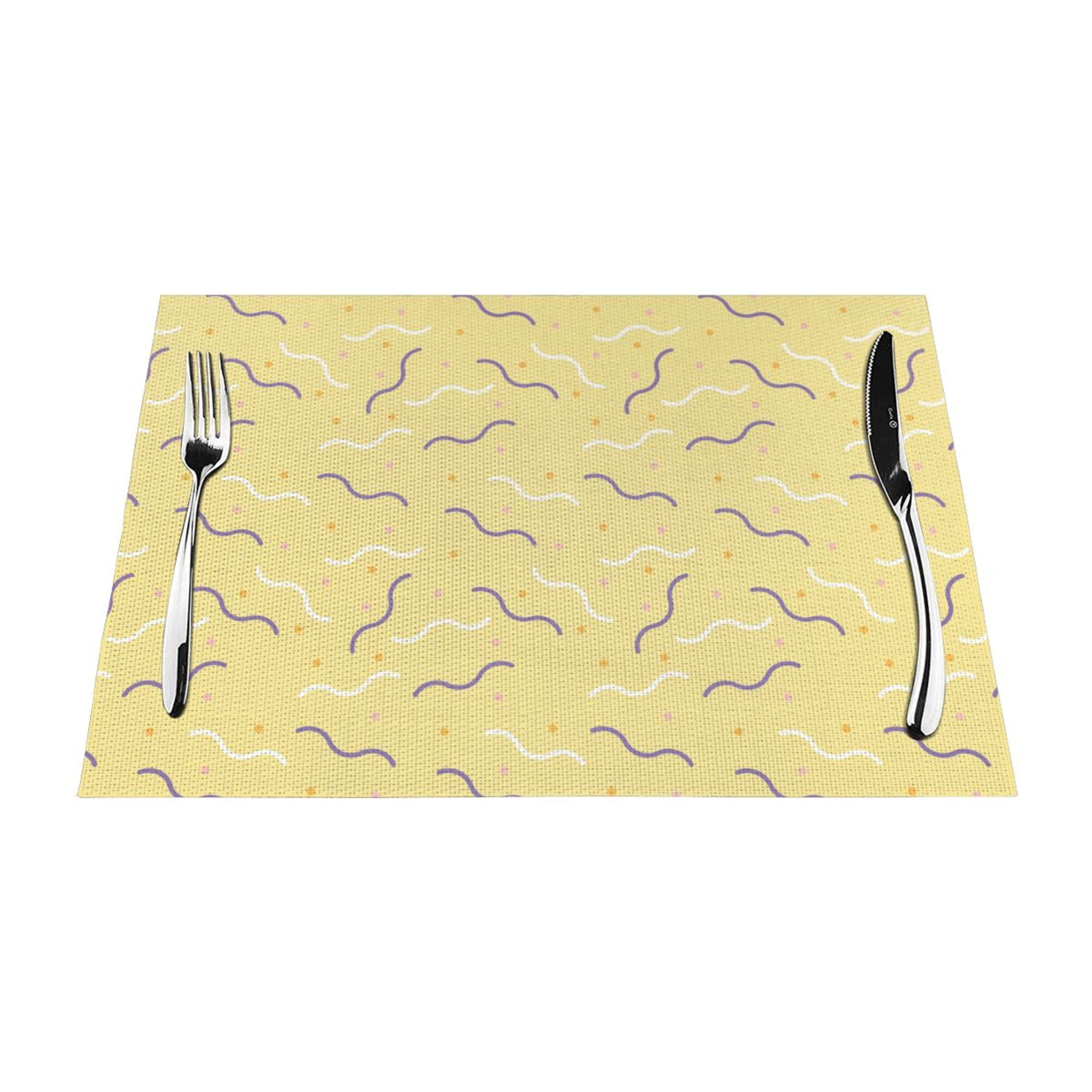 YFYANG Washable Heat-Resistant Placemats, 70% PVC/30% Polyester, Yellow ...